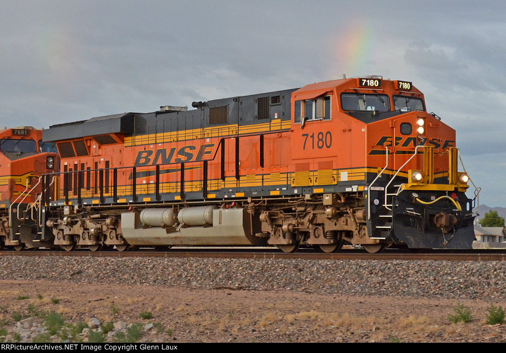 BNSF 7180 with a rainbow